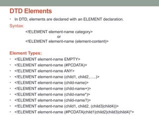 XML DTD XSD Overview PPT