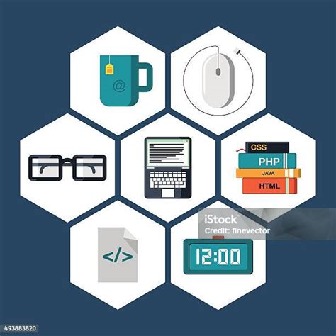Ilustración De Iconos Plano Vector Colección De Programación Y