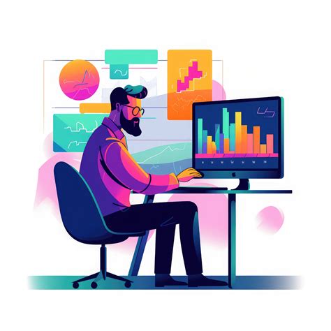 Data Analyst Reviewing Charts On A Computer Screen Ai Generated