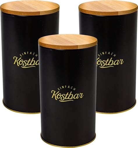 Centi Vorratsdose 3er Set Vorratsdosen Schwarz Metall 9l X 9b X 16h