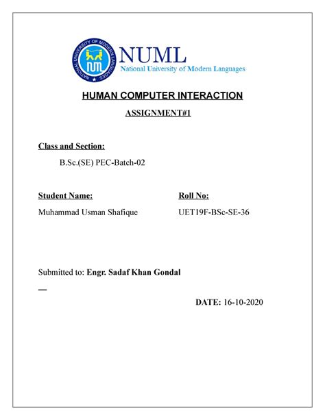Hci Assignment1 Human Computer Interaction Assignment1 For Cs And