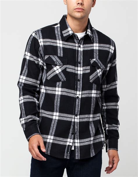 Shouthouse Huron Mens Flannel Shirt Blkwh Tillys