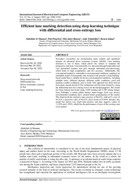 Pdf Efficient Lane Marking Detection Using Deep Learning Technique