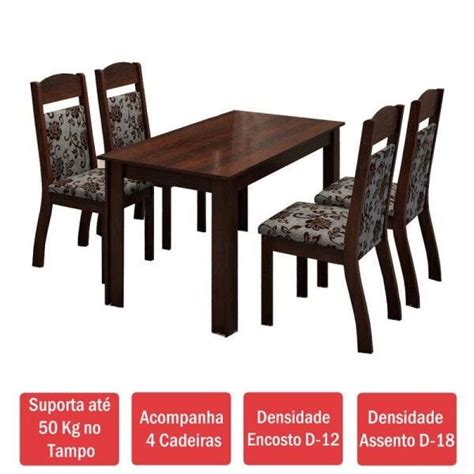 Mesa de Jantar 4 Lugares Sasha Zara Ameixa Cobre Viero Móveis