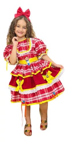 Vestido Caipira Maria Bonita Infantil Festa Junina São João Frete grátis
