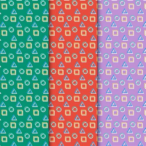 Premium Vector Colorful Retro Pattern Set