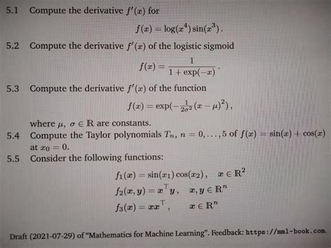 Solved 5 1 Compute The Derivative F X For F X Log X4