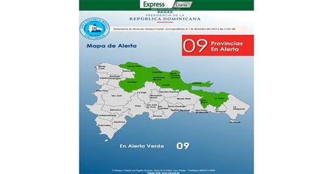 COE Coloca A Nueve Provincias En Alerta Verde Ante Paso De Un Sistema