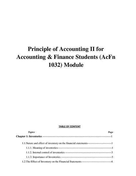 Principle II Principle Of Accounting II For Accounting Finance