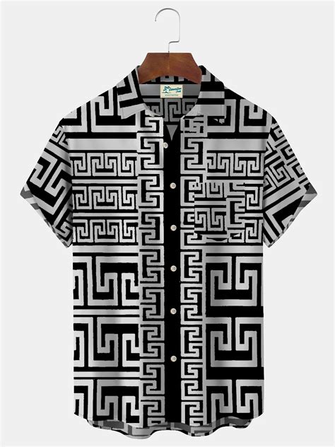 Royaura Neon Ethnic Aztec Pattern Retro Bowling Hawaiian Shirt