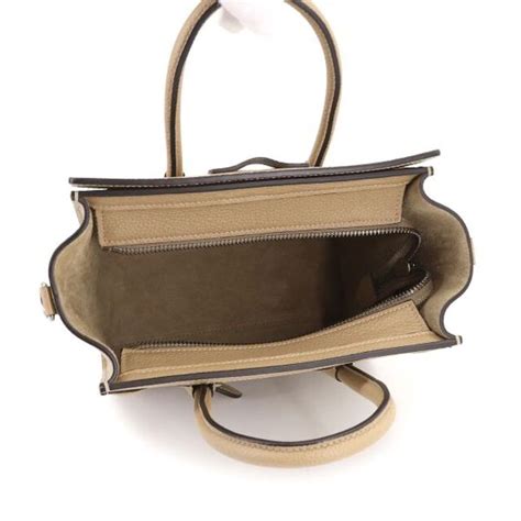 Celine 未使用 展示品 セリーヌ Celine ラゲージ ナノショッパー 2way ハンド ショルダー バッグ レザー デューン