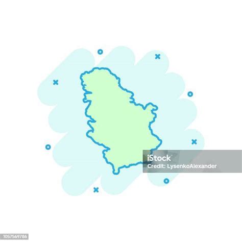 Caricature De Vecteur Icône Carte Serbie Dans Le Style Comique