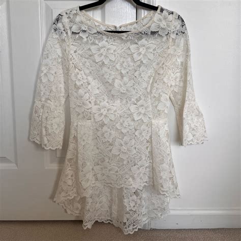 White Floral See Through White Lace Crochet Dress Gem