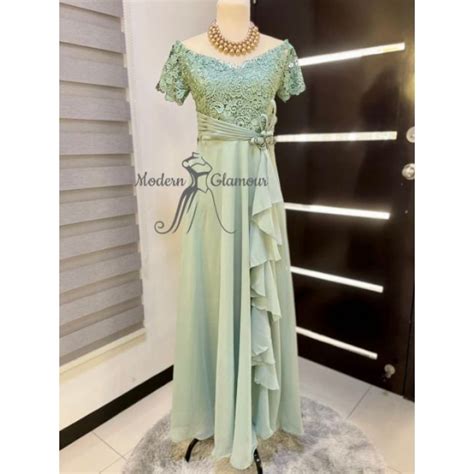 Sage Green Mother Dress Ninang Prinicipal Sponsor Gown Formal Event