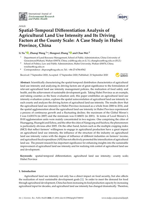 Pdf Spatial Temporal Differentiation Analysis Of Agricultural Land