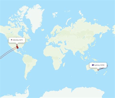 All Flight Routes From Sydney To Wichita Syd To Ict Flight Routes