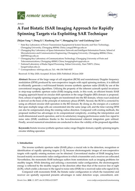 Pdf A Fast Bistatic Isar Imaging Approach For Rapidly Spinning Targets Via Exploiting Sar