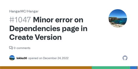 Minor Error On Dependencies Page In Create Version · Issue 1047