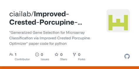 Github Ciailabimproved Crested Porcupine Optimizer For Feature