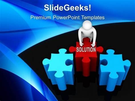 3d Man Pushing Puzzle For Solution PowerPoint Templates Ppt Backgrounds