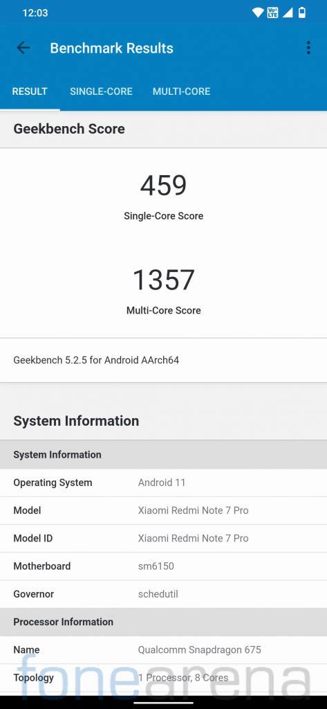Redmi Note 7 Pro Android 11 FoneArena Octavi OS Geekbench 5 Fone Arena