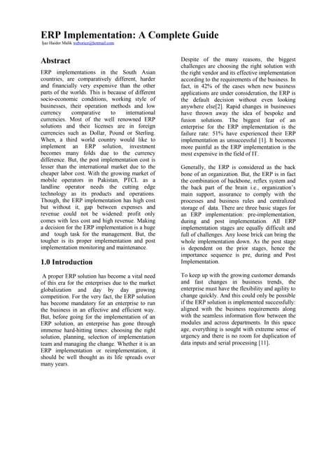 Erp Implementation Checklist Pdf