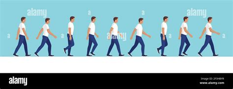 Male Character Walk Cycle Sequence Side View Stock Vector Image Art
