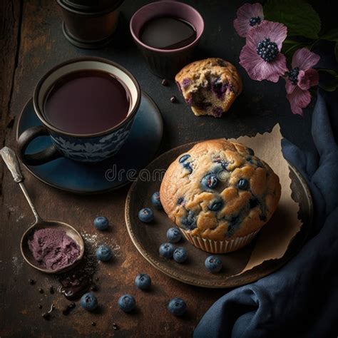 Tasty Muffin With Coffee Illustration Generative Ai Stock Illustration Illustration Of Break