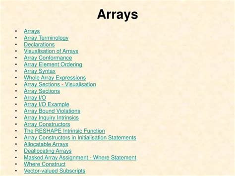 Ppt Arrays Powerpoint Presentation Free Download Id961029