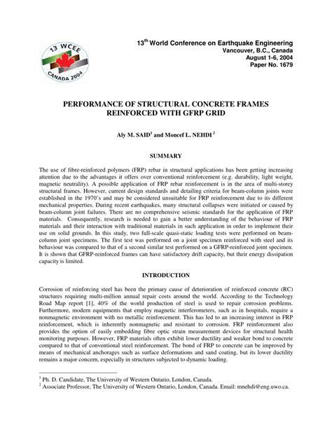 Pdf Performance Of Rc Frames With Hybrid Reinforcement Under Reversed