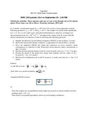 EE310 HW3 Solution Pdf Fall 2021 EE 310 Solid State Fundamentals HW3