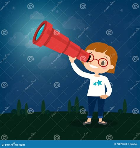 Telescope Cartoon Colored Clipart Illustration