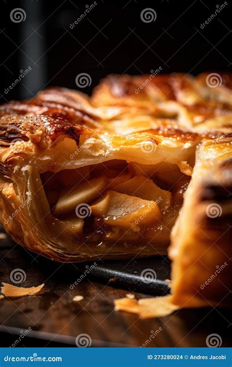 Delicious Close Up Shot Of A Traditional Apple Pie Inside Stock Illustration Illustration Of
