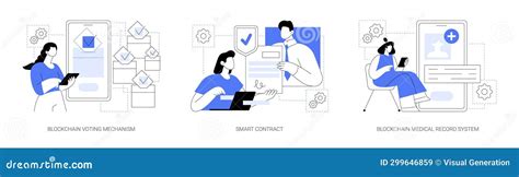 Blockchain Technology Applications Isolated Cartoon Vector