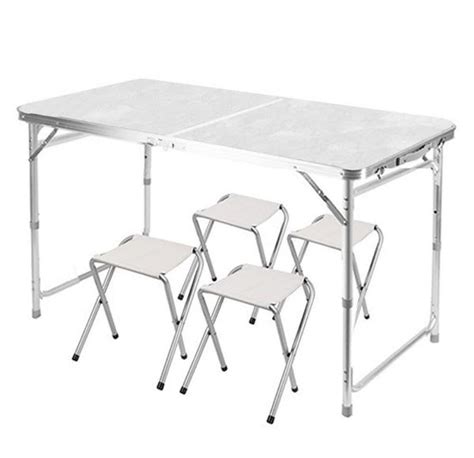 ᐉ Розкладний туристичний стіл для пікніка з 4 стільцями білий Ms 11529 • Краща ціна в Києві