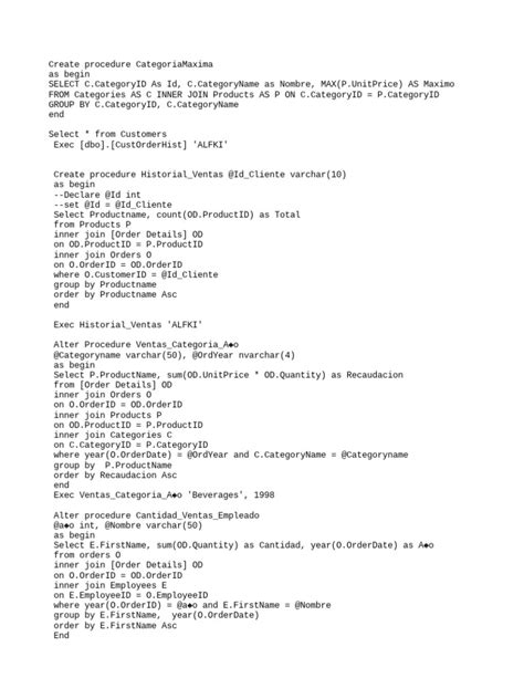 Procedimiento Almacenados Guía Pdf