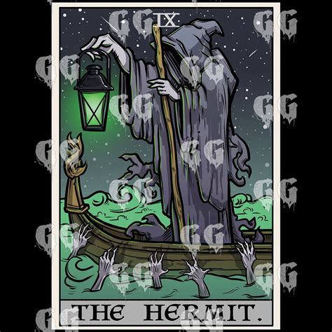 The Hermit Tarot Card Tapestry Halloween Wall Decor Grim Etsy