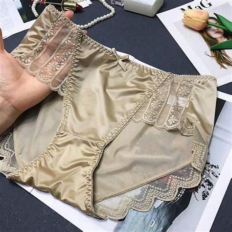 Soft Ice Silk Underwear Lightweight Satin Sexy Panties Lacy Panties Bow