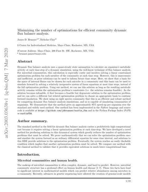 Pdf Minimizing The Number Of Optimizations For Efficient Community