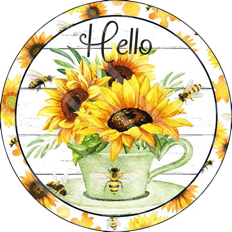 Summer Sunflowers Bees Sign Sublimation Graphic Printable Etsy