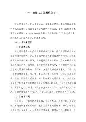 乡中长期人才发展重点规划