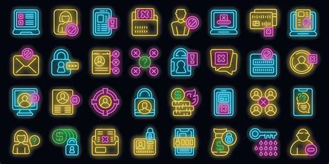 Account Blocking Icons Set Vector Neon 21407761 Vector Art At Vecteezy
