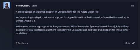 Поддержка Vision Pro в Unreal Engine начнётся с версии 54 Голографика