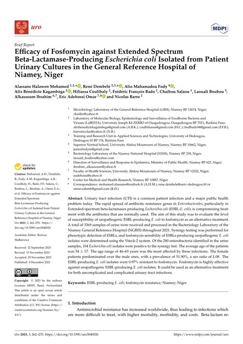 Pdf Efficacy Of Fosfomycin Against Extended Spectrum Beta Lactamase Producing Escherichia Coli
