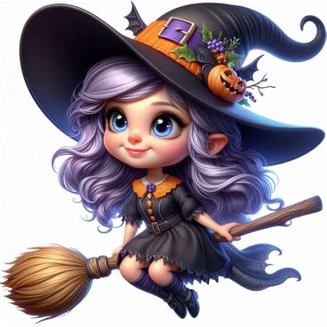 Милая ведьмочка на метле Helloween Хеллоуин In 2024 Digital Illustration Digital Drawing