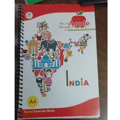 White Laminated Paper Cover 200page Apple Spiral Notebook For College