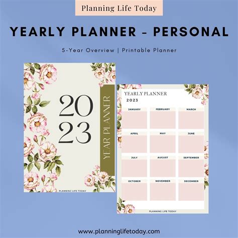 Floral Yearly Planner Personal Printable Planning Life Today
