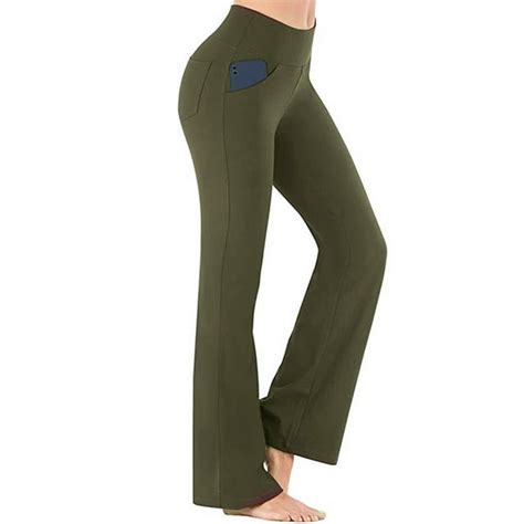 Hanerdun Women Bootcut Yoga Pants With Pockets Female High Waist