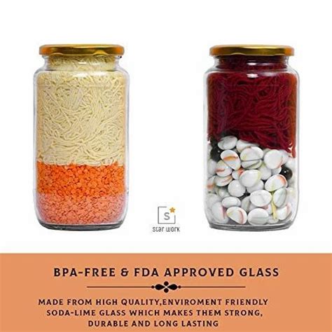 1000 Gram Glass Jar With Air Tight Gold Lid For Kitchen Dried Masala