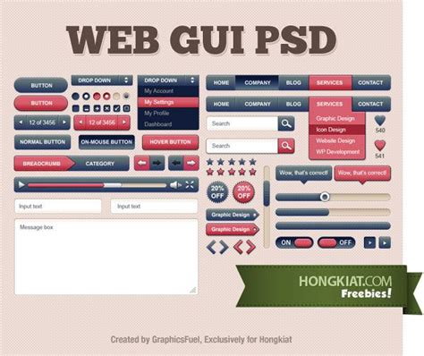 Freebie Release Web GUI Kit PSD Psd Web Design Web Design Free Web Design